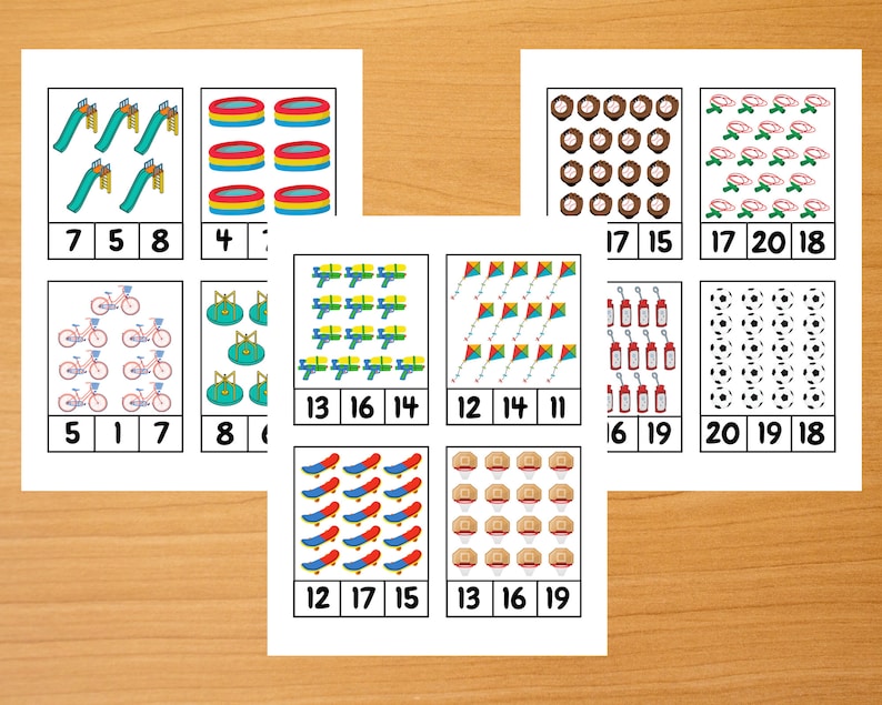 Summer Count and Clip Cards Printable Digital Download - Etsy