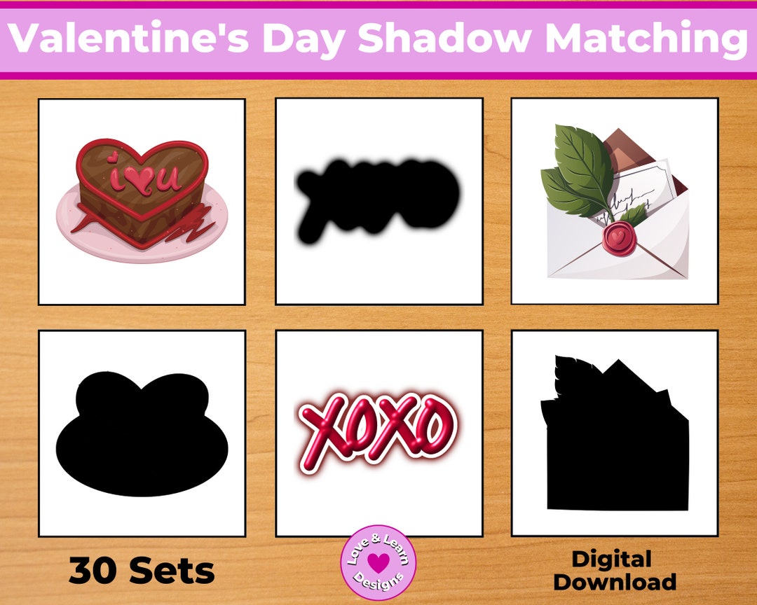 Valentine's Day Shadow Matching Cards| Child Inspired Printables ...