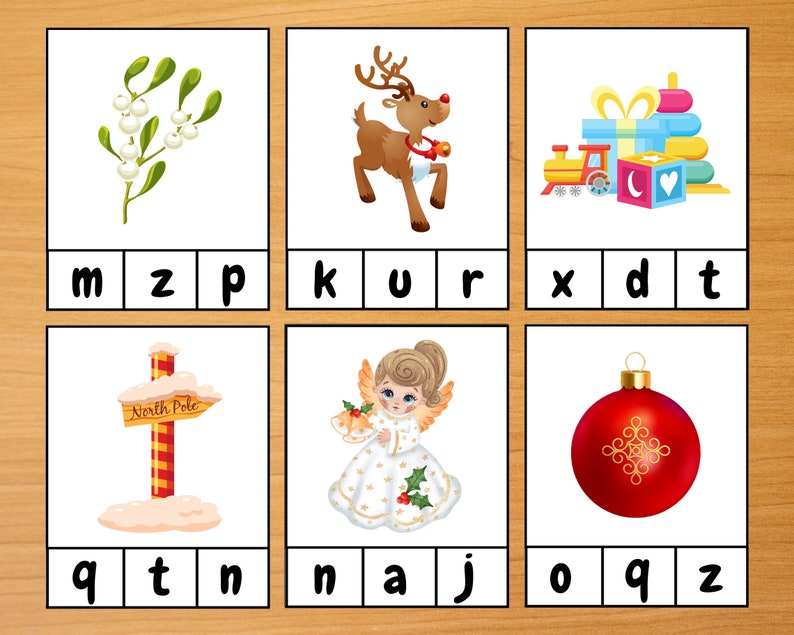 Christmas Beginning Letter Sound Clip Cards| Child Inspired Printable ...