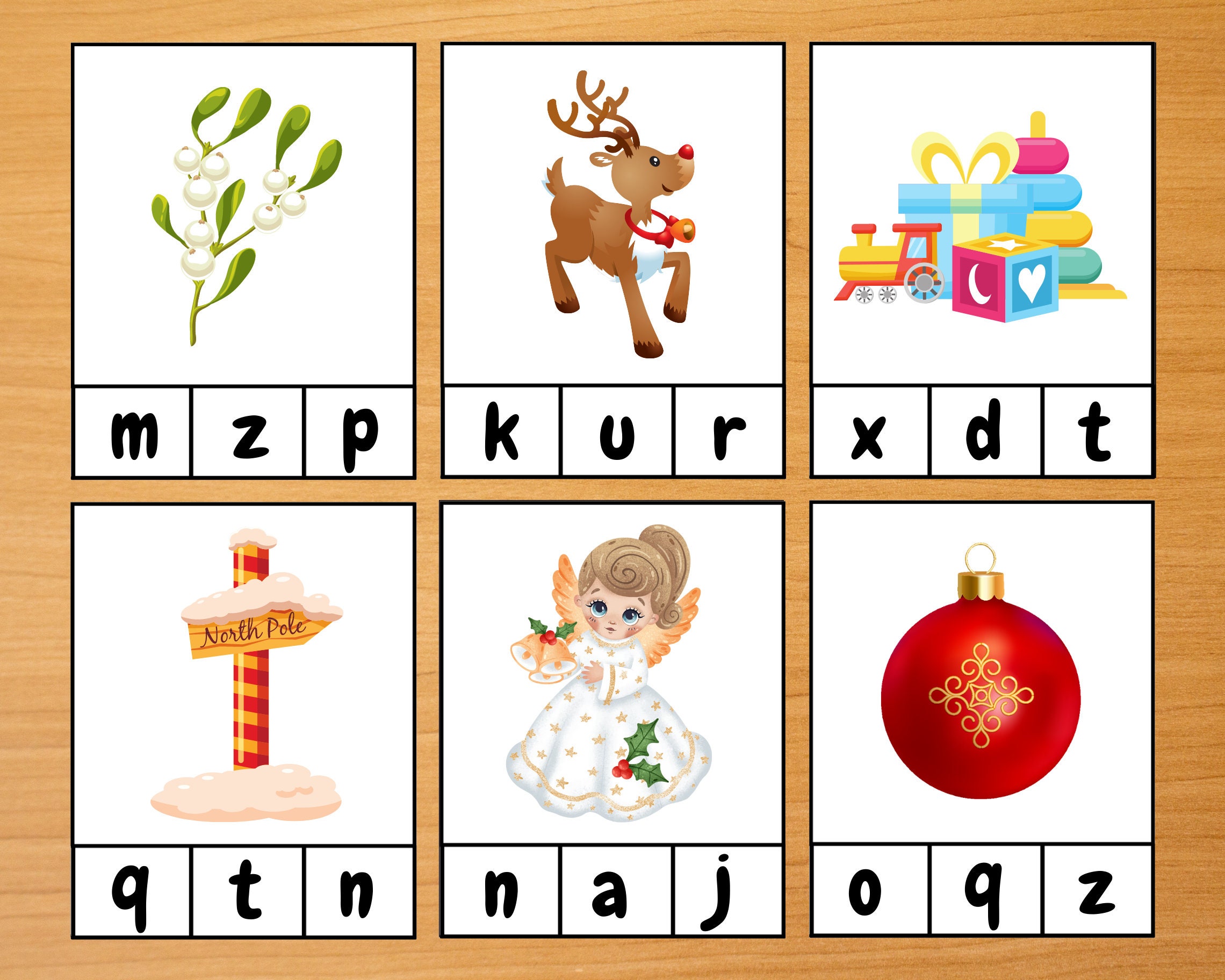 Christmas Beginning Letter Sound Clip Cards| Child Inspired Printable ...