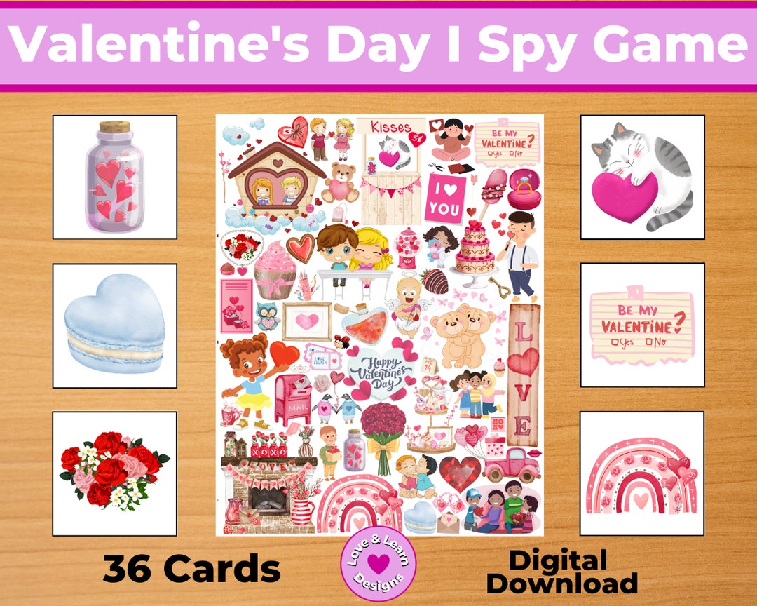 Valentine's Day I Spy Matching Game| Digital Download| Printable Play ...