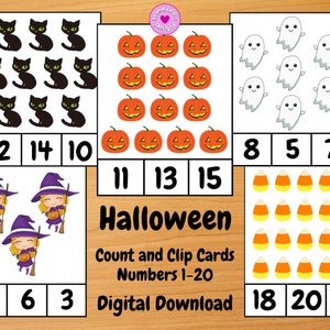 Halloween Count and Clip Cards| Child Inspired Printables| Digital ...