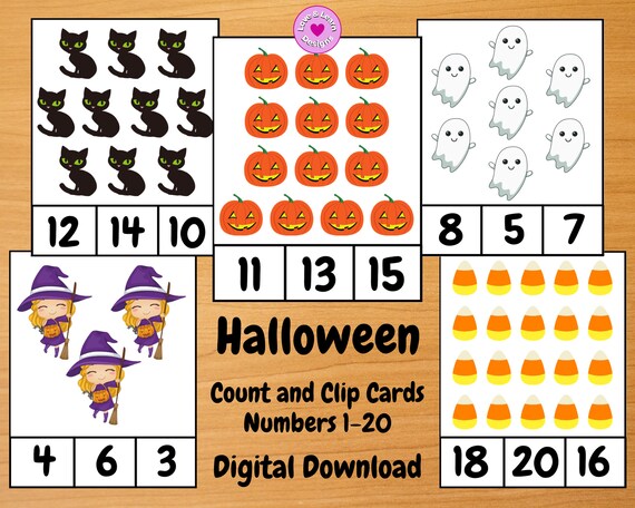 Halloween Count and Clip Cards Child Inspired Printables - Etsy