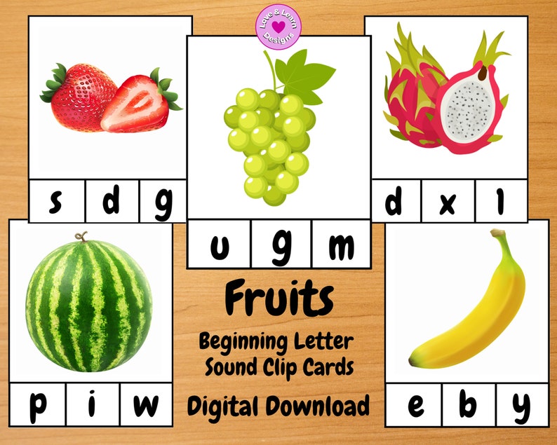 Fruit Beginning Letter Sound Clip Cards| Printable Digital Download ...