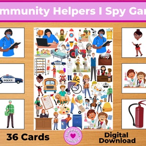 Community Helpers I Spy Matching Game| Digital Download| Printable Play ...
