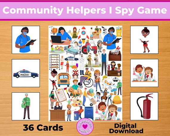 Community Helpers I Spy Matching Game Digital Download - Etsy