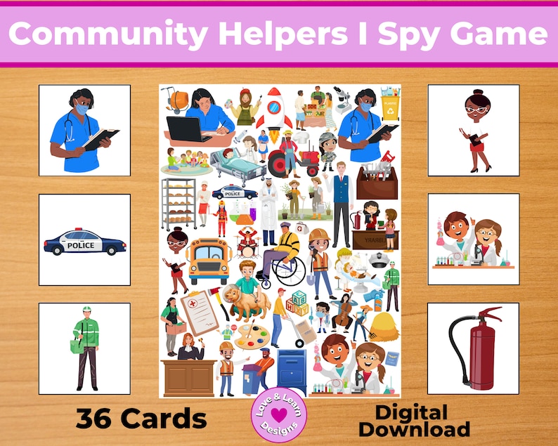 Community Helpers I Spy Matching Game| Digital Download| Printable Play ...