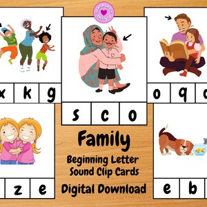 Family Beginning Letter Sound Clip Cards| Printable Digital Download ...