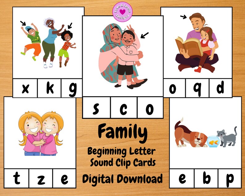 Family Beginning Letter Sound Clip Cards| Printable Digital Download ...