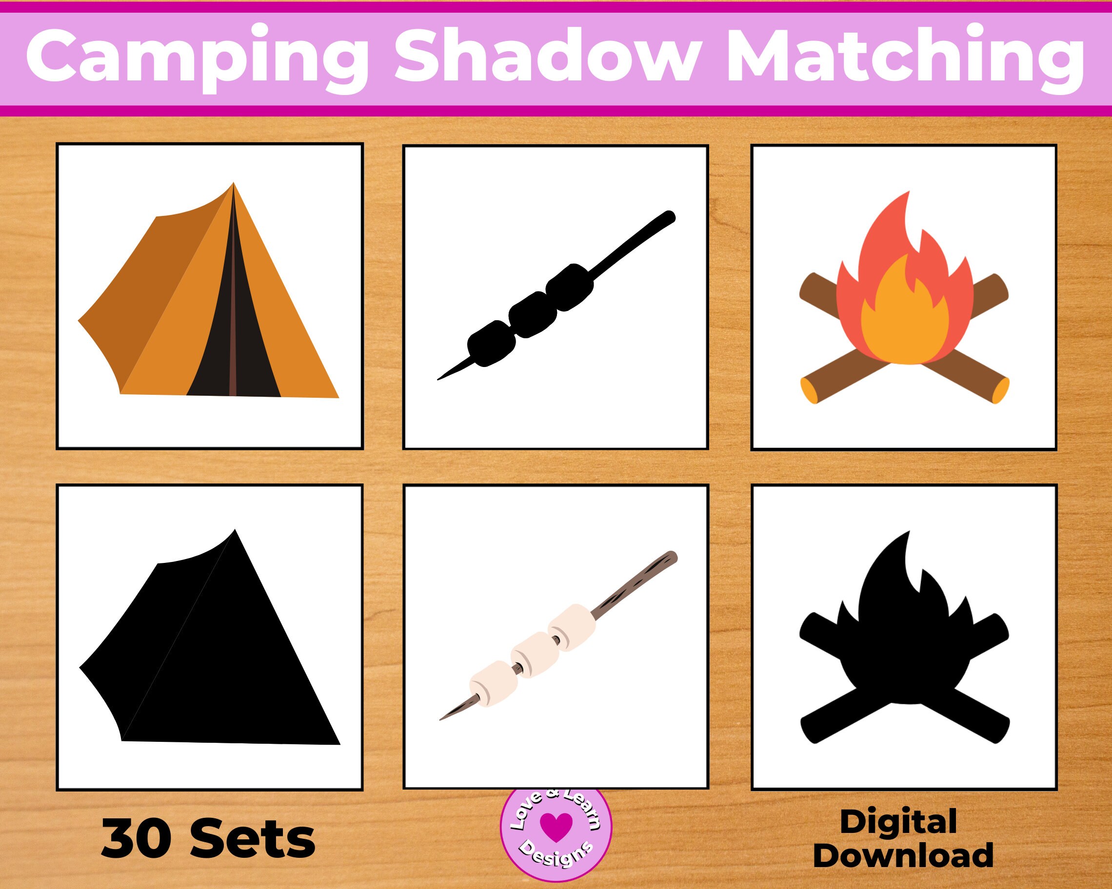 Camping Shadow Matching Cards Printable Digital Download - Etsy Canada