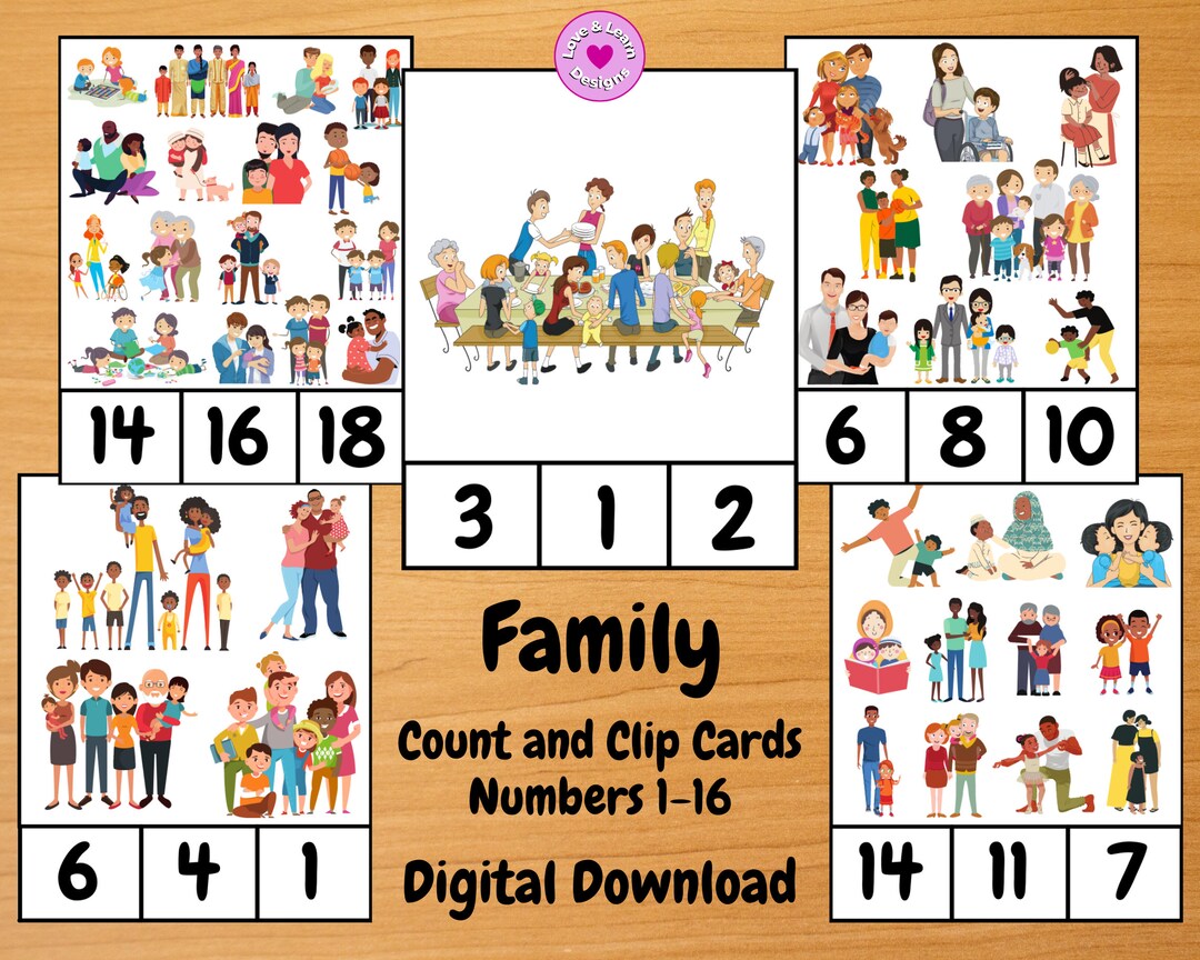 Family Count and Clip Cards| Child Inspired Printable| Digital Download ...