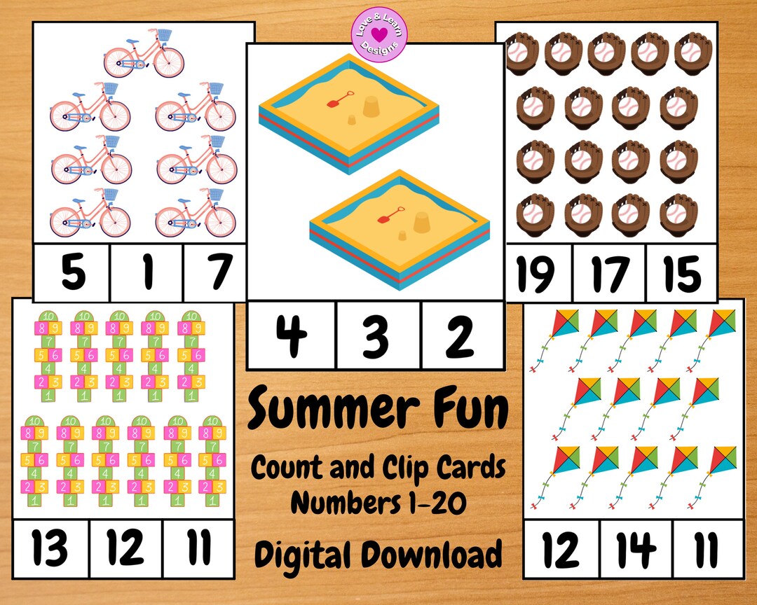 Summer Count and Clip Cards| Printable Digital Download| Montessori ...