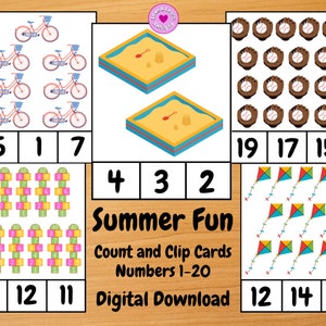 Summer Count and Clip Cards| Printable Digital Download| Montessori ...