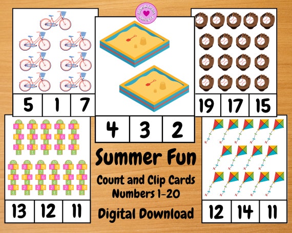 Summer Count and Clip Cards Printable Digital Download - Etsy