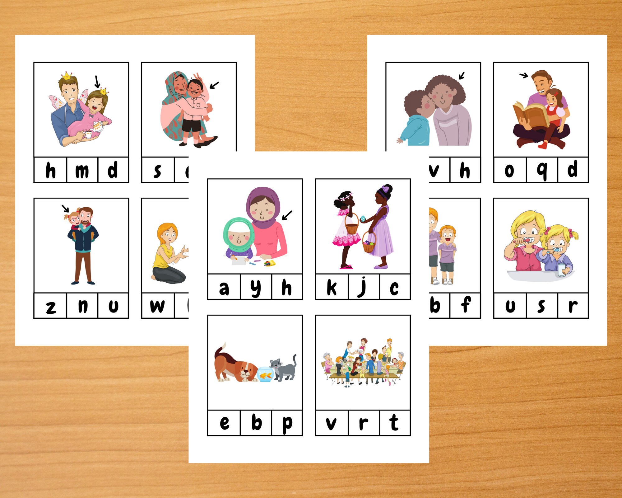Family Beginning Letter Sound Clip Cards Printable Digital Download ...