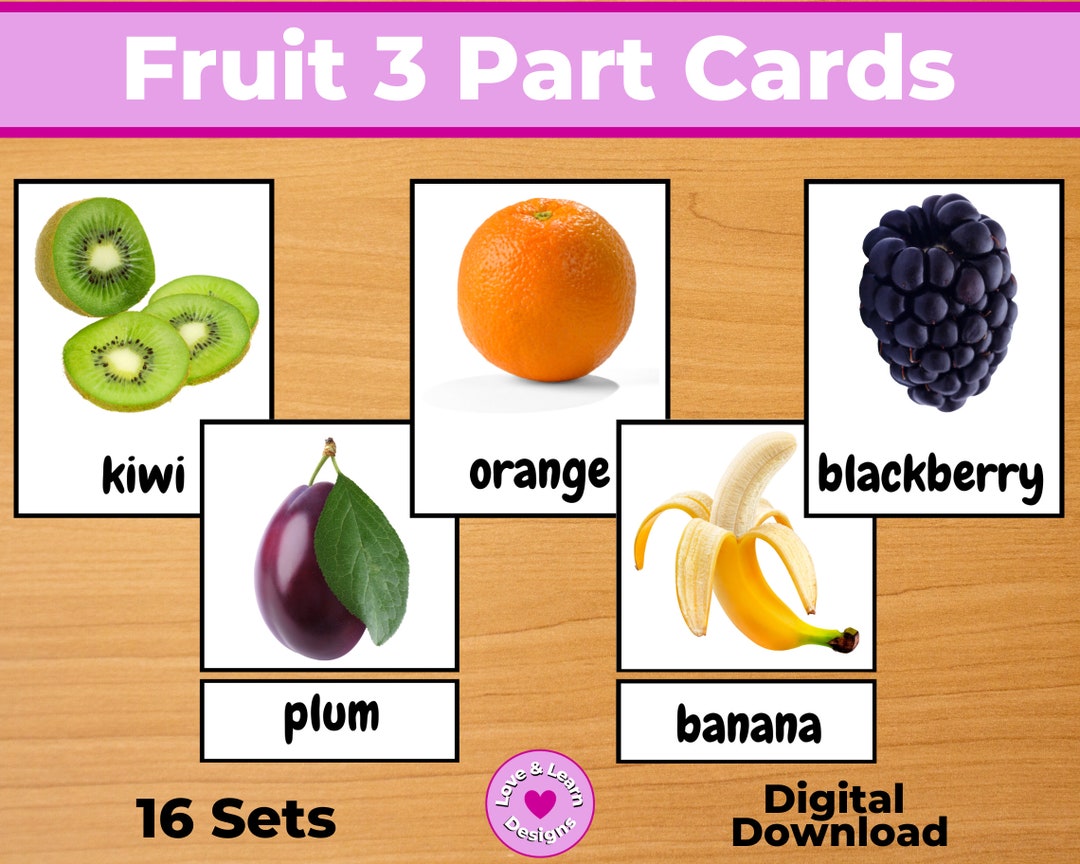 Fruits Theme 3 Part Cards| Printable Digital Download| Montessori ...
