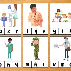 Community Helpers Beginning Letter Sound Clip Cards| Printable Digital ...