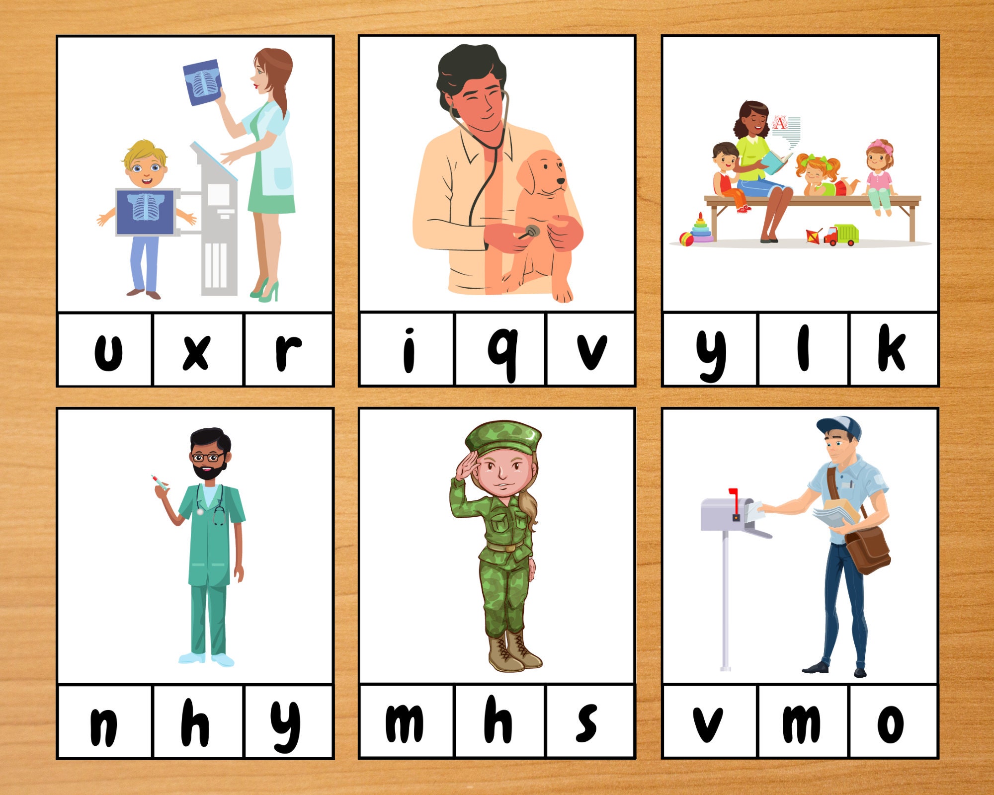 Community Helpers Beginning Letter Sound Clip Cards Printable Digital ...