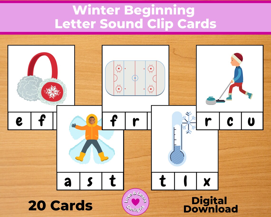Winter Beginning Letter Sound Clip Cards Child Inspired Printable ...