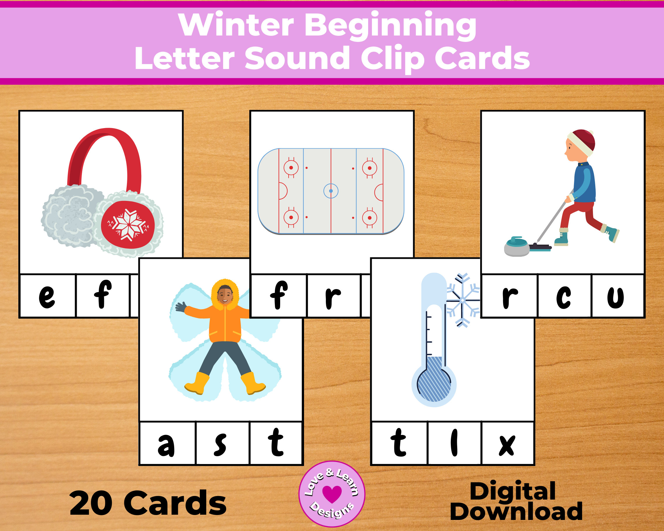 Winter Beginning Letter Sound Clip Cards| Child Inspired Printable ...