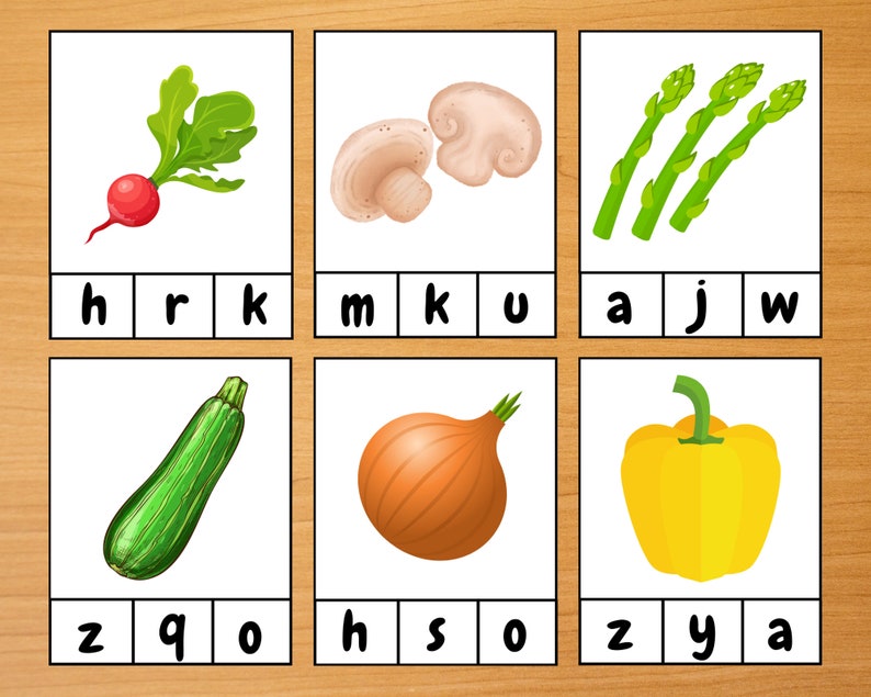 Vegetables Beginning Letter Sound Clip Cards| Printable Digital ...