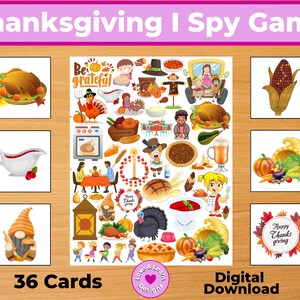 Thankgiving I Spy Matching Game| Digital Download| Printable Play Based ...
