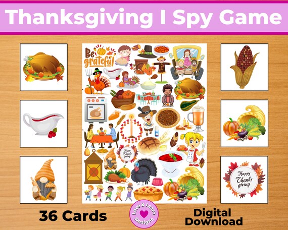 Thankgiving I Spy Matching Game Digital Download Printable - Etsy