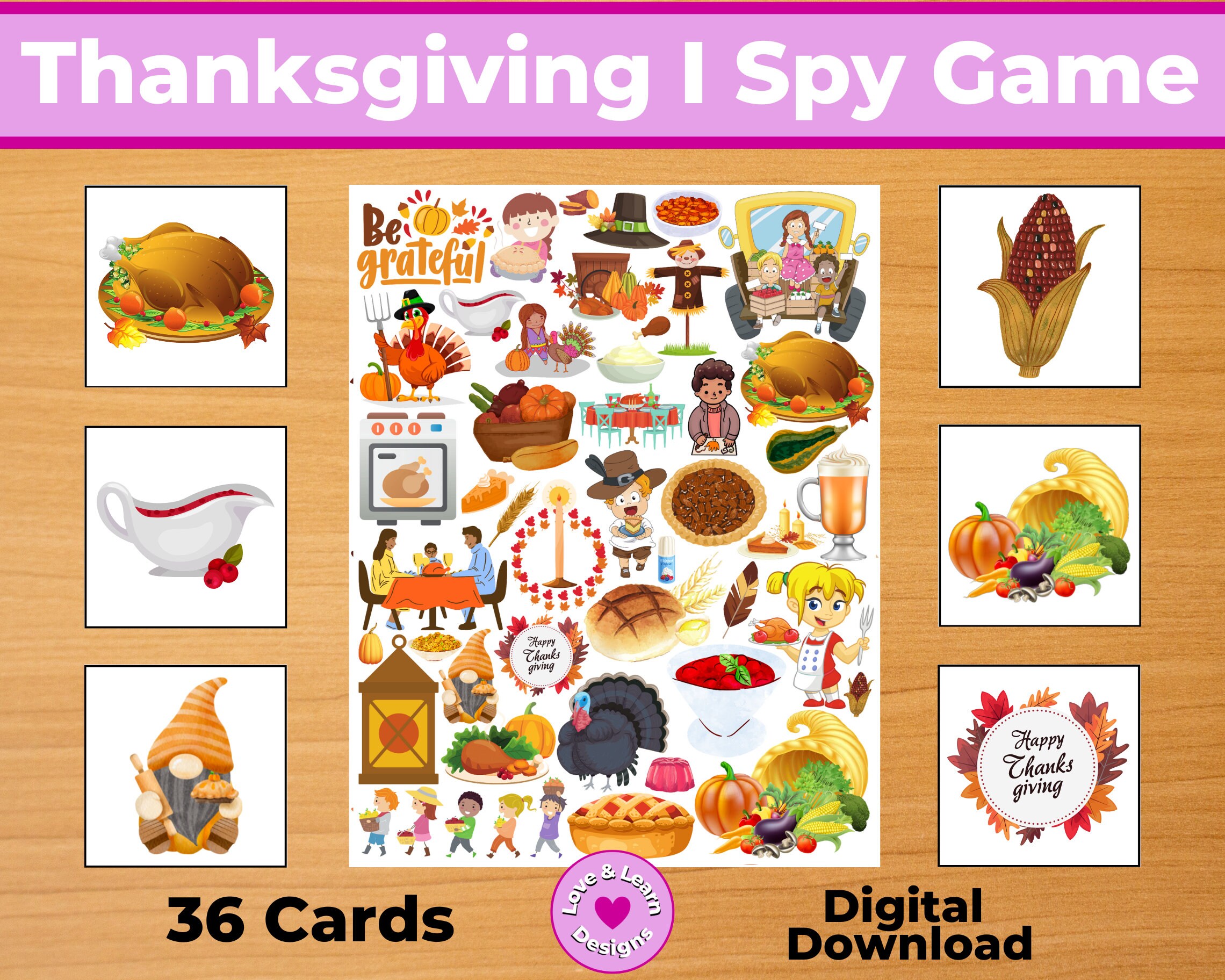 Thankgiving I Spy Matching Game Digital Download Printable Play Based ...