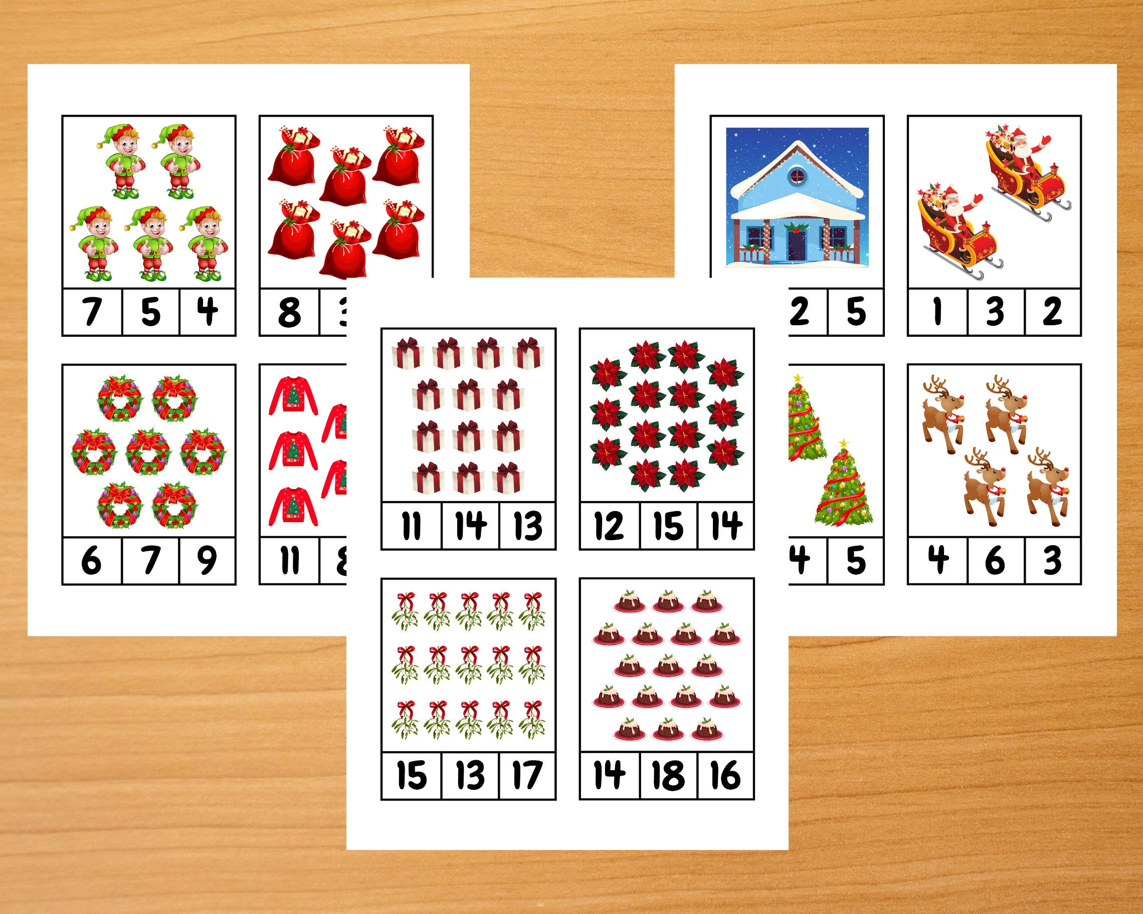 Christmas Count and Clip Cards| Child Inspired Printables|math Digital ...