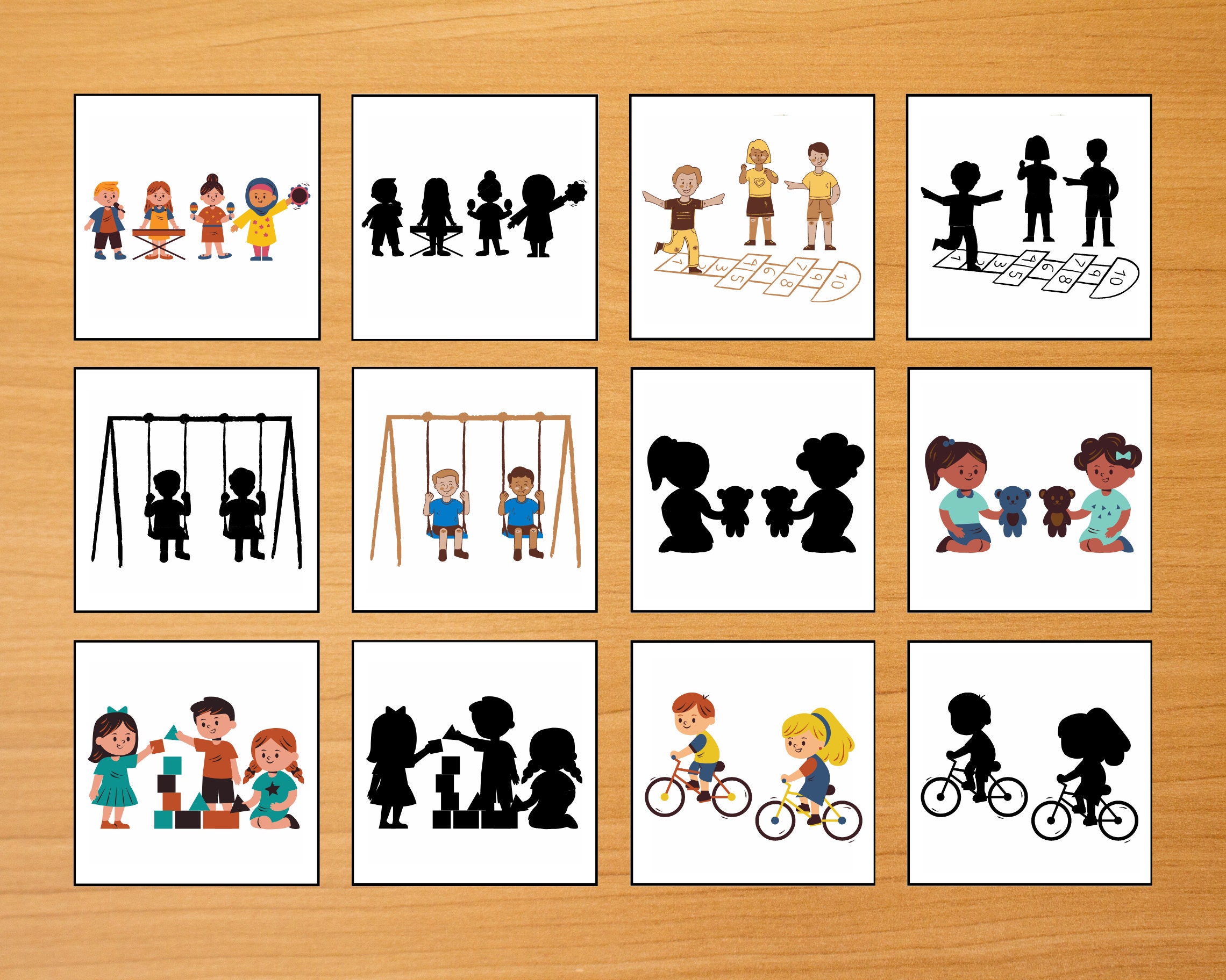 Friendship Shadow Matching Cards Child Inspired Printables Digital ...