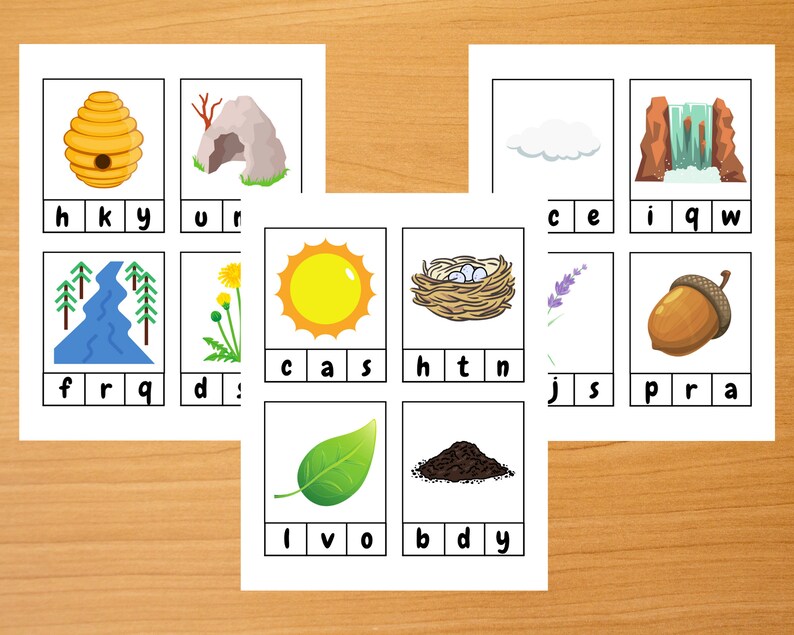 Nature Beginning Letter Sound Clip Cards| Printable Digital Download ...