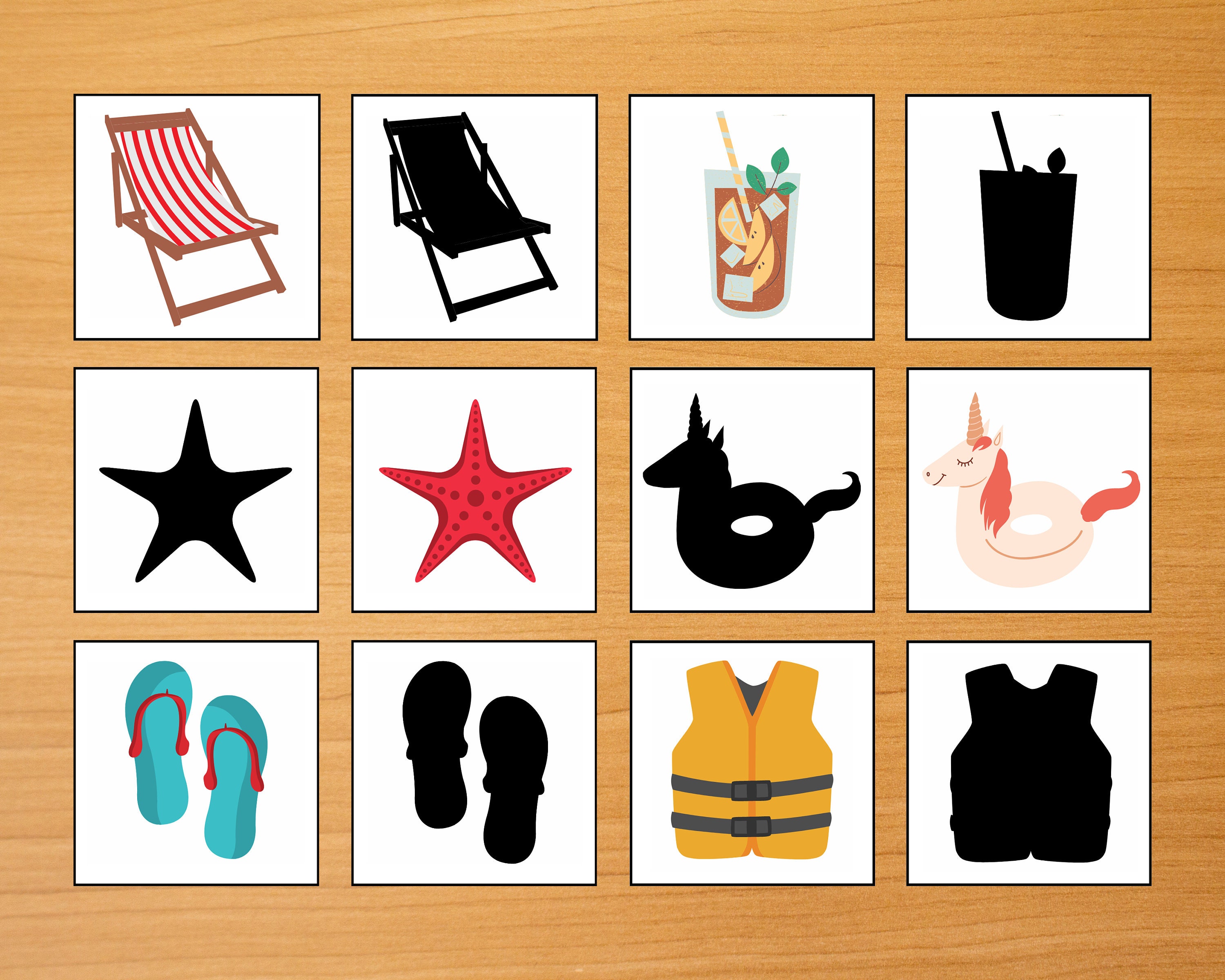 Beach Shadow Matching Cards Printable Digital Download| Montessori ...