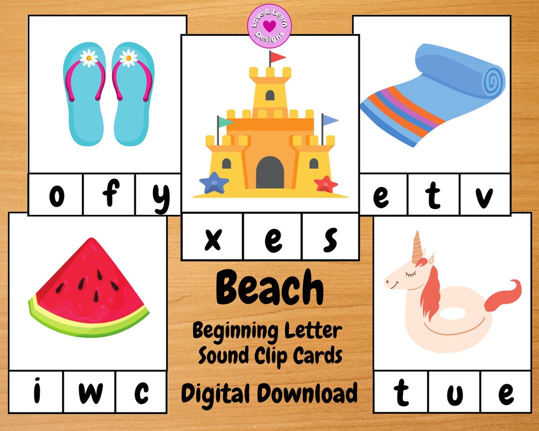 Beach Beginning Letter Sound Clip Cards| Printable Digital Download ...