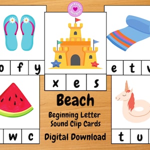 Beach Beginning Letter Sound Clip Cards| Printable Digital Download ...