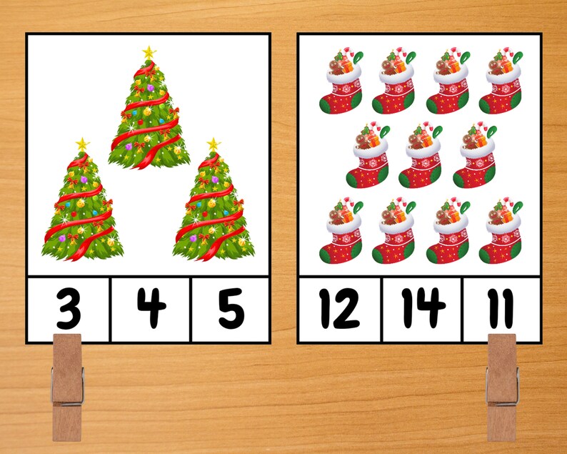 Christmas Count and Clip Cards| Child Inspired Printables|math Digital ...