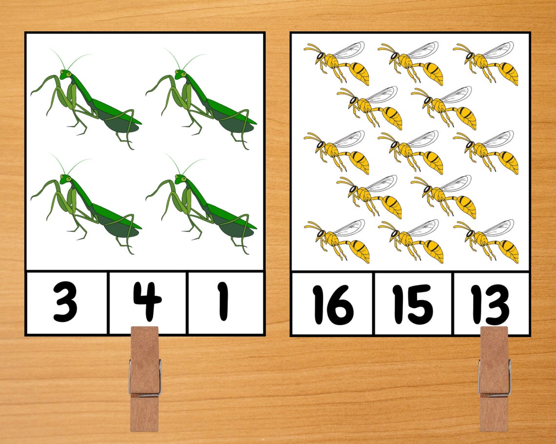Insects Count and Clip Cards Printable Digital Download Montessori ...