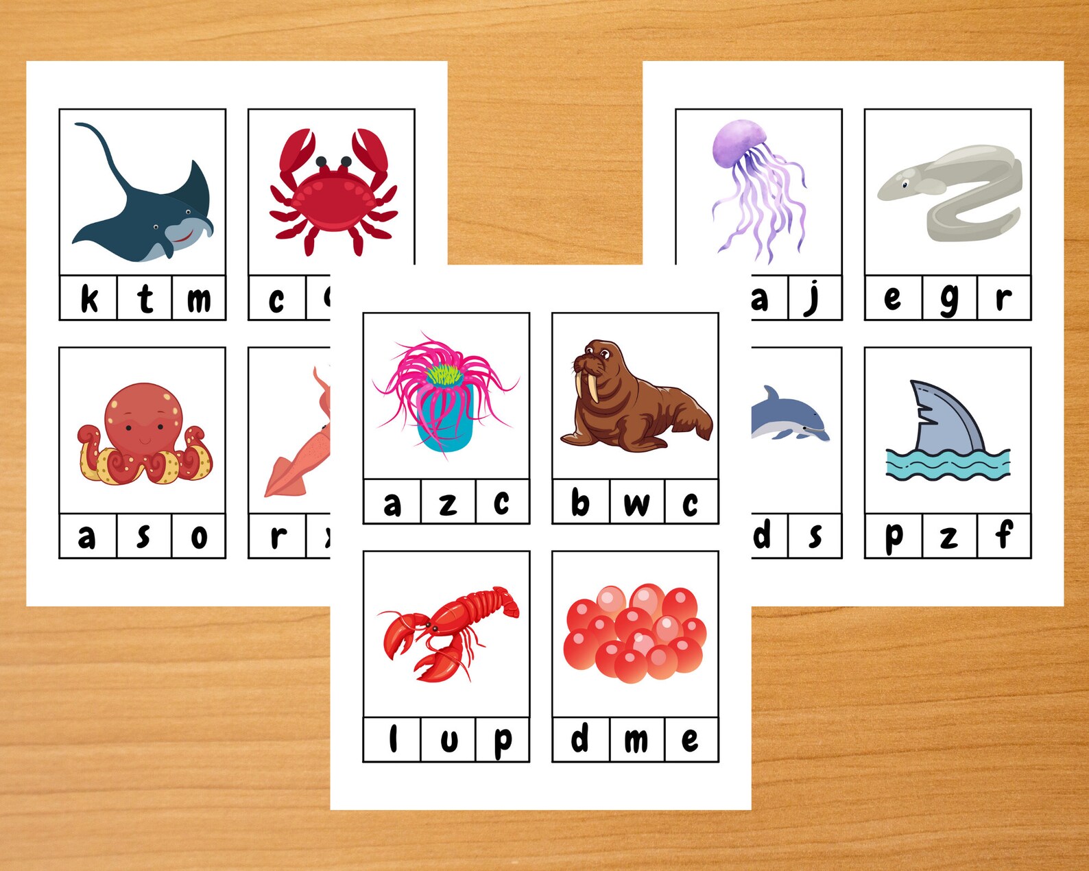 Ocean Animals Beginning Letter Sound Clip Cards Printable Digital ...