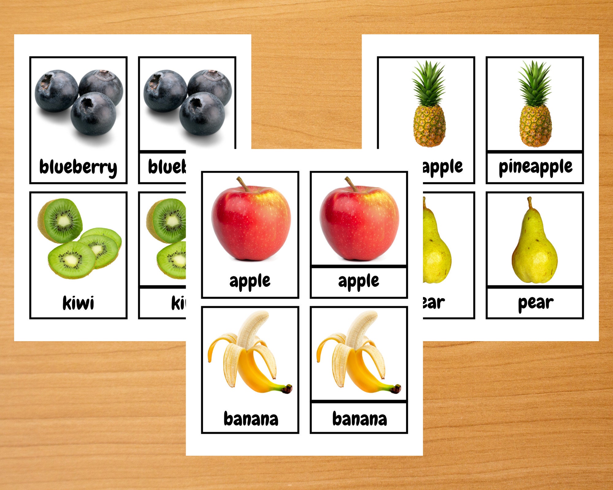 Fruits Theme 3 Part Cards Printable Digital Download Montessori ...