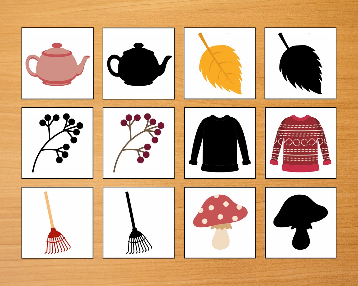 Autumn Shadow Matching Cards| Child Inspired Printables| Digital ...