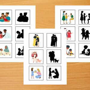 Family Shadow Matching Cards Child Inspired Printables Digital Download ...