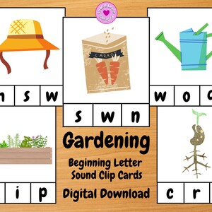 Gardening Beginning Letter Sound Clip Cards| Printable Digital Download ...