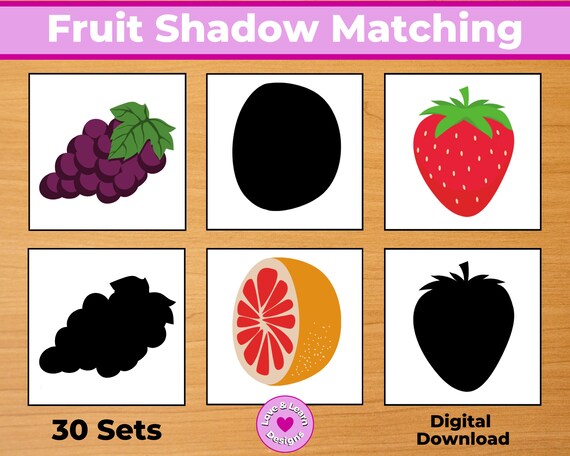 Fruits Shadow Matching Cards Printable Digital Download - Etsy
