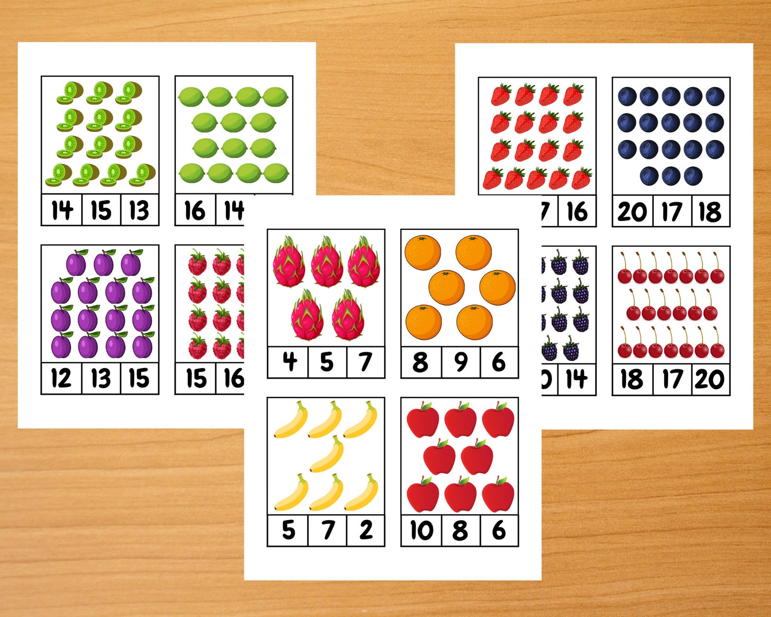 Fruits Count and Clip Cards| Printable Digital Download| Montessori ...