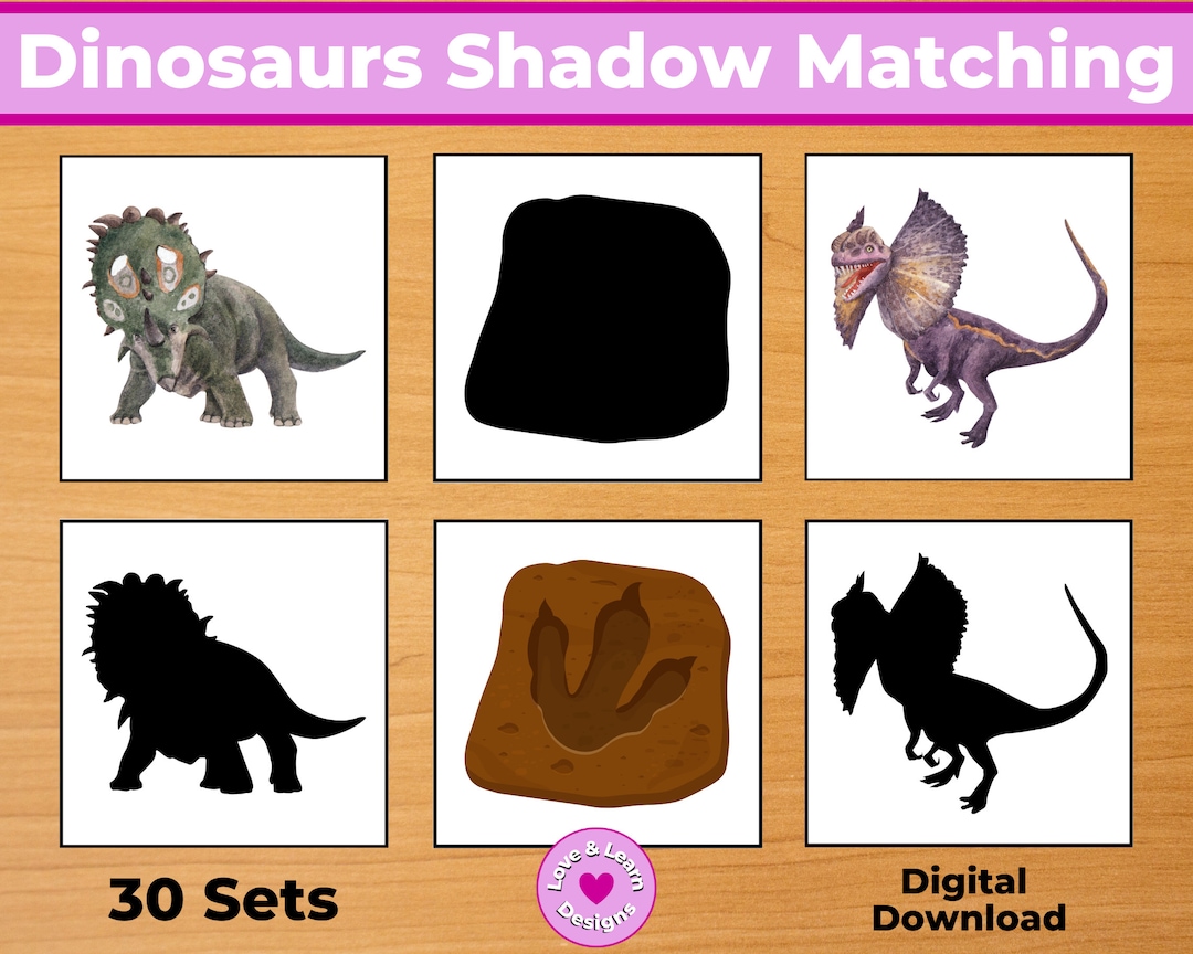 Dinosaurs Shadow Matching Cards| Child Inspired Printables| Digital ...