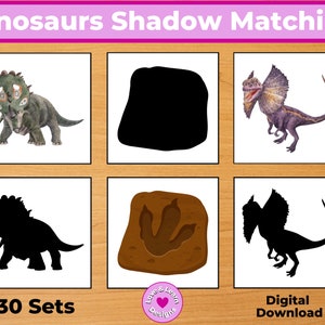 Dinosaurs Shadow Matching Cards| Child Inspired Printables| Digital ...