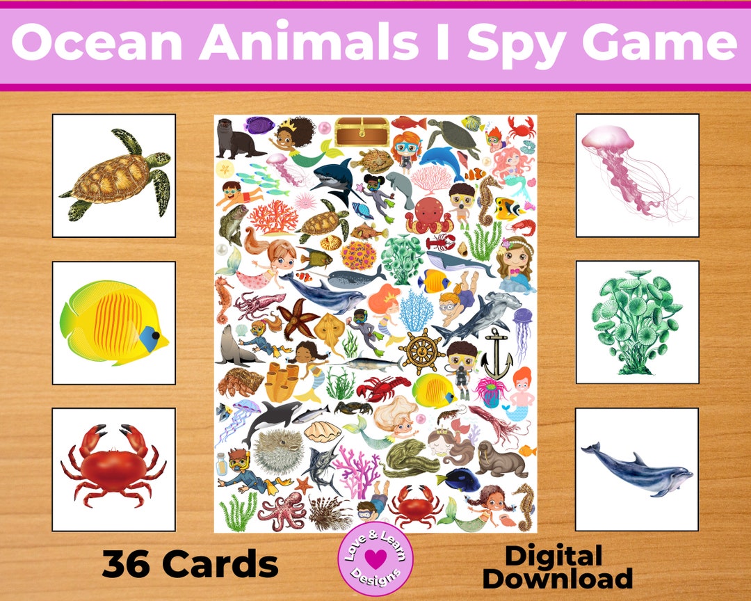 Ocean Animals I Spy Matching Game| Digital Download| Printable Play ...