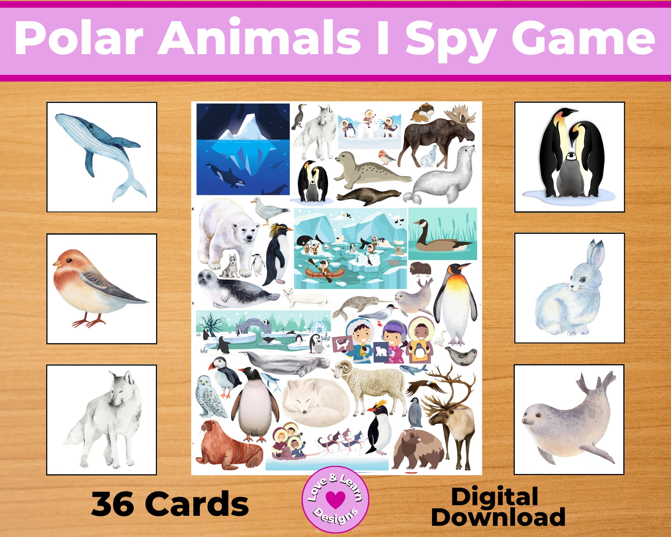 Polar Animals I Spy Matching Game| Digital Download| Printable Play ...