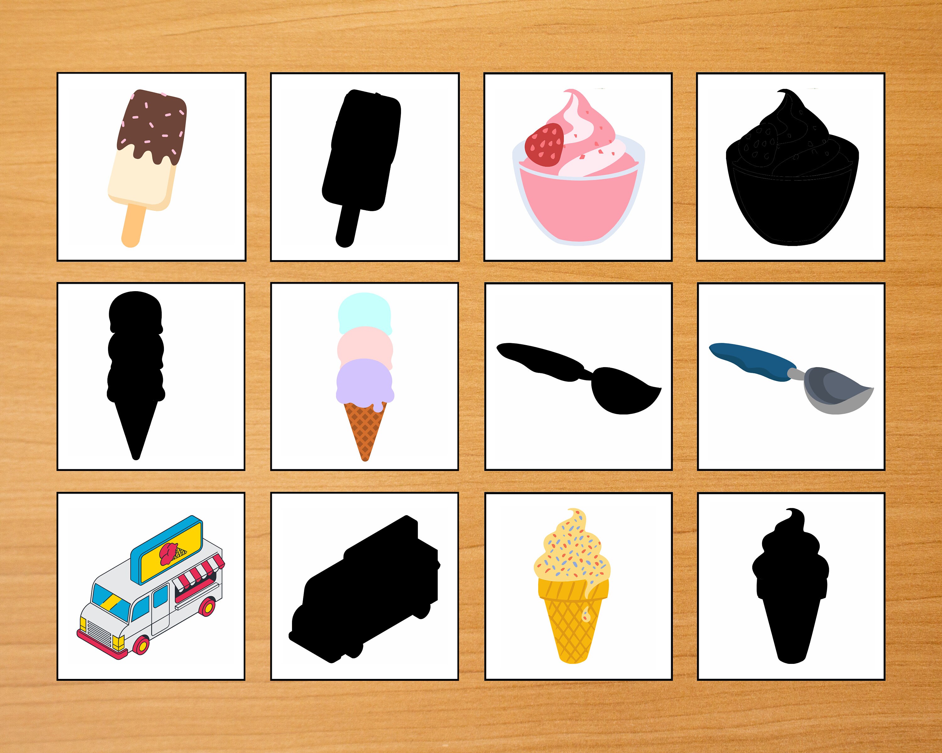 Ice Cream Shadow Matching Cards Printable Digital Download| Montessori ...