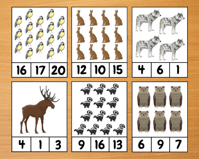Woodland Animals Count and Clip Cards| Child Inspired Printables ...