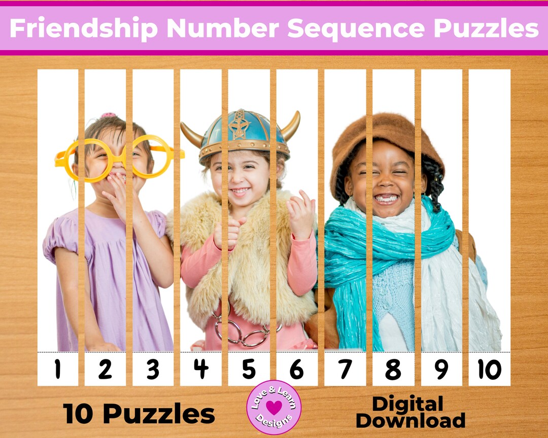 Friendship Number Sequence Puzzles| Child Inspired Printables| Digital ...